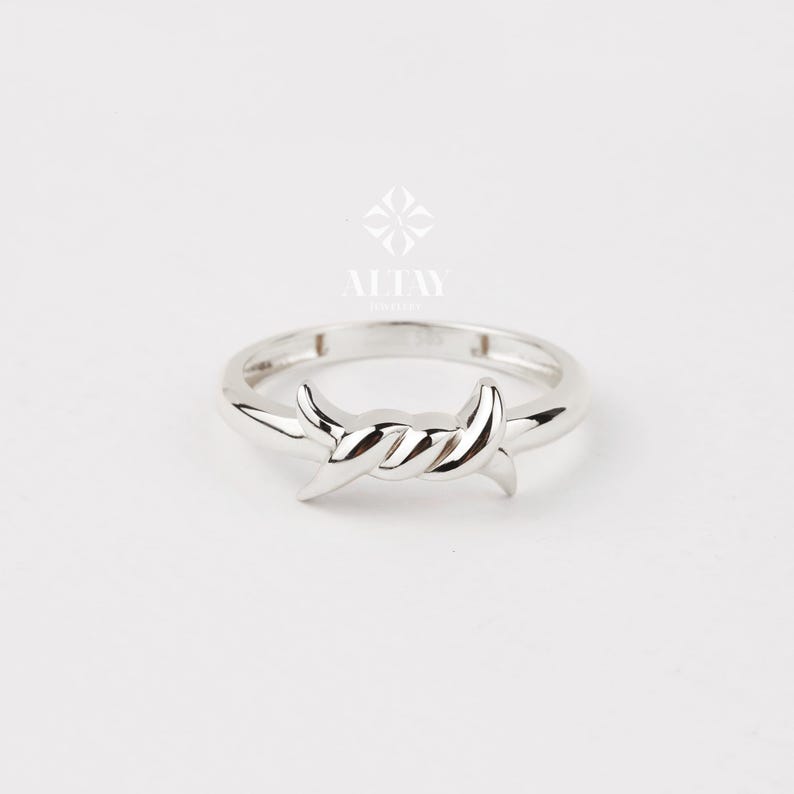 14K Gold Barbed Wire Ring, Gold Thorn Ring, Elegant Wrapped Wire Ring ...