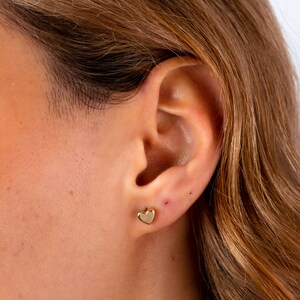 14K Gold Heart Stud Earrings, Mini Heart Earrings, Love Earrings ...