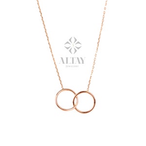 14K Gold Infinity Necklace, Unity Link Necklace, Minimal Dainty Double ...