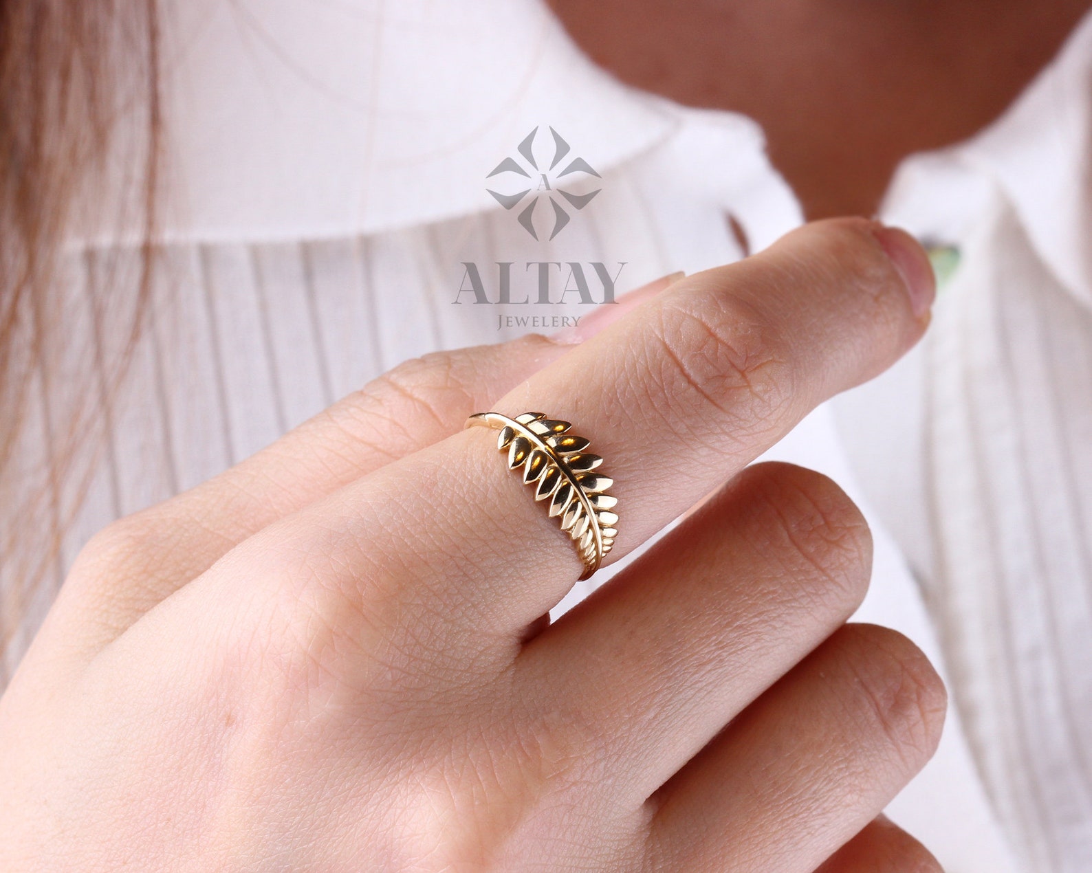 14K Solid Gold Laurel Ring Laurel Wreath Ring Leaf Branch - Etsy