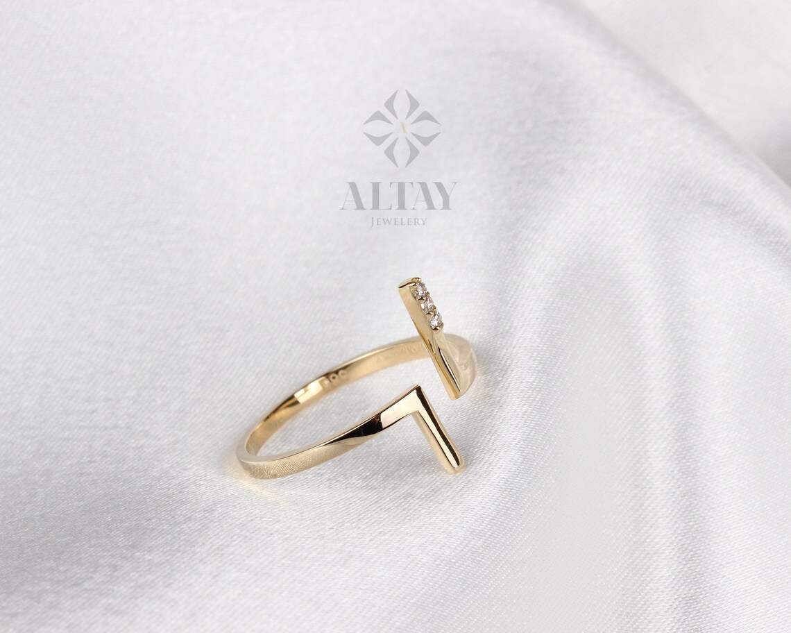 14K Gold T Bar Open Ring T Paralel Ring Statement Ring | Etsy