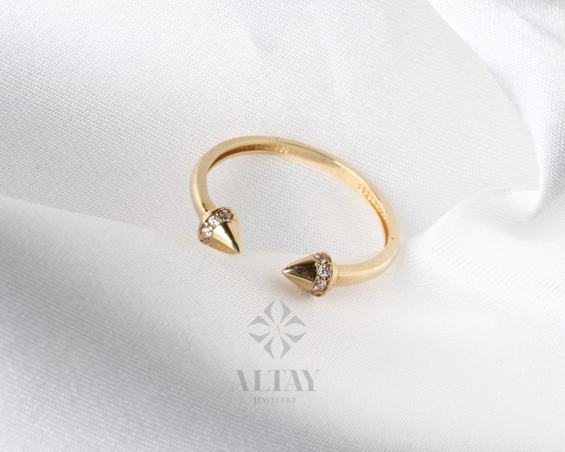 Gold Arrow Ring 14K Solid Gold Sideways Spike Arrow Ring - Etsy