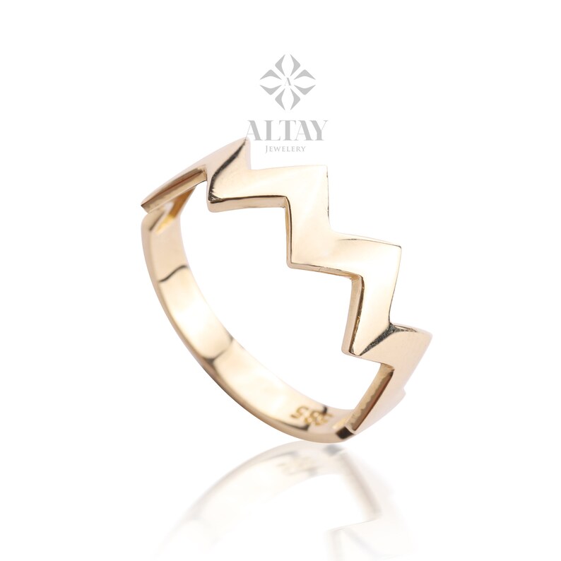 14K Gold Zigzag Ring Tiny Gold Ring Statement Ring Wave - Etsy