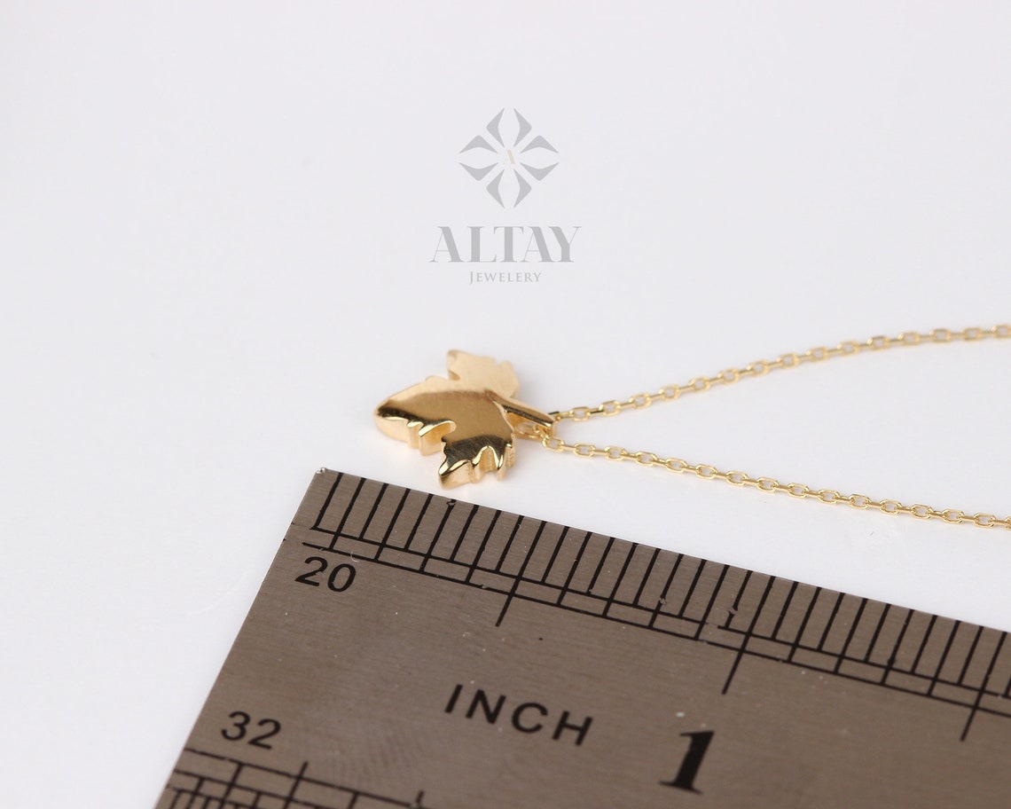 14K Gold Maple Maple Leaf Necklace, Custom Canadian Maple Leaf Pendant ...