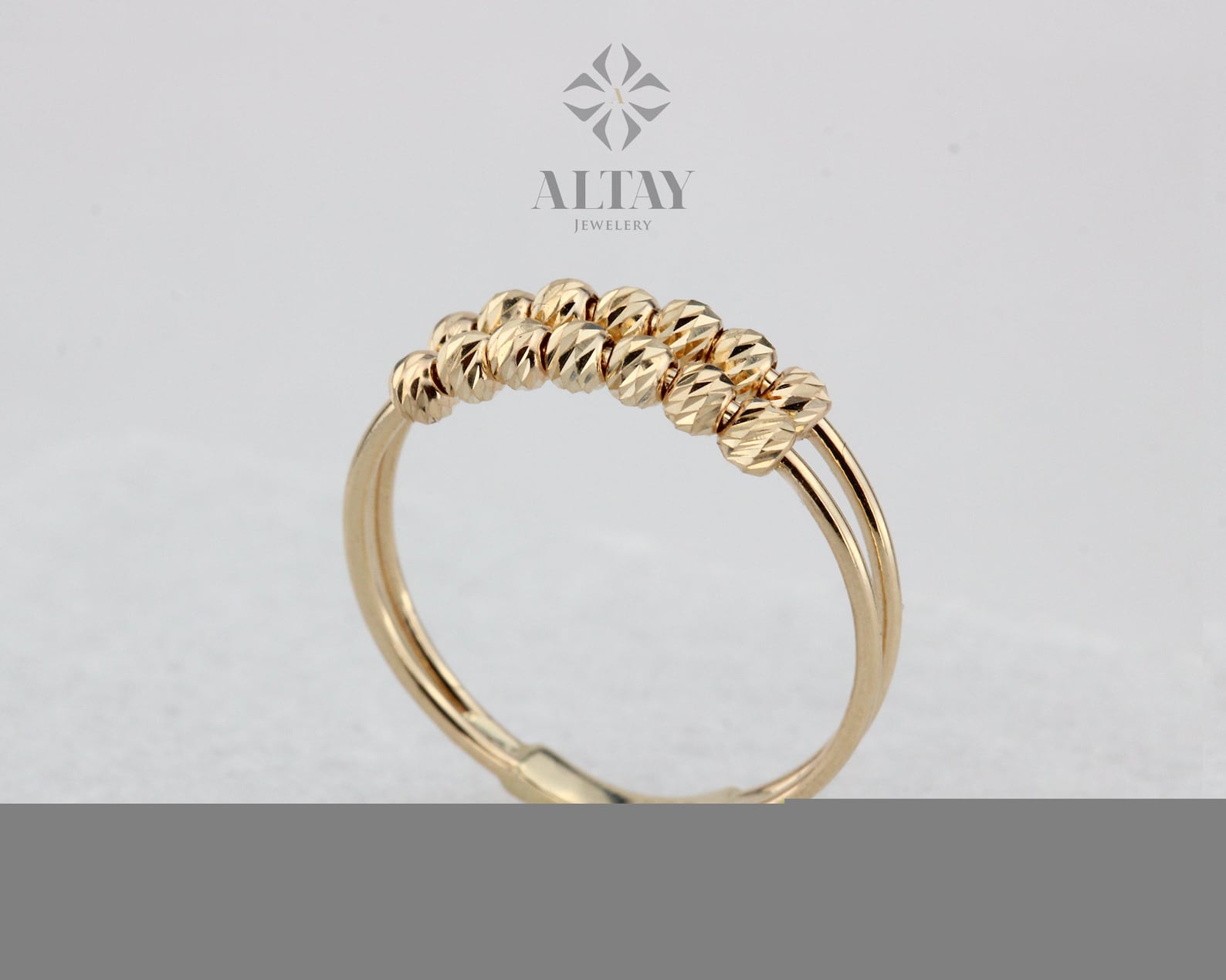 Dorica Beaded 14k Solid Gold Ring, Stackable, Dainty, Delicate Ring ...