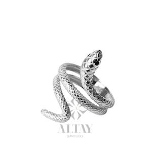 14K Gold Snake Ring, Wrap Snake Band, Dainty Serpent Ring, Wrap Around ...
