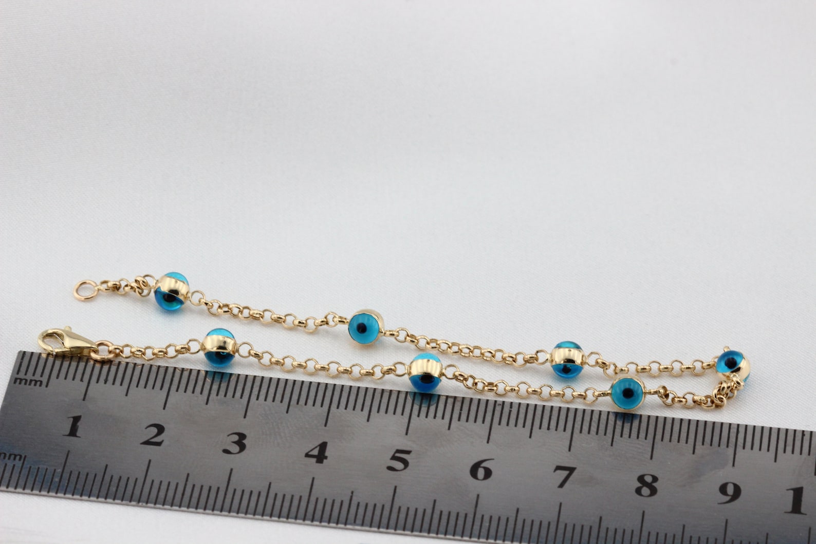 14K Gold Evil Eye Bracelet Gold Chain Bracelet Evil Eye | Etsy