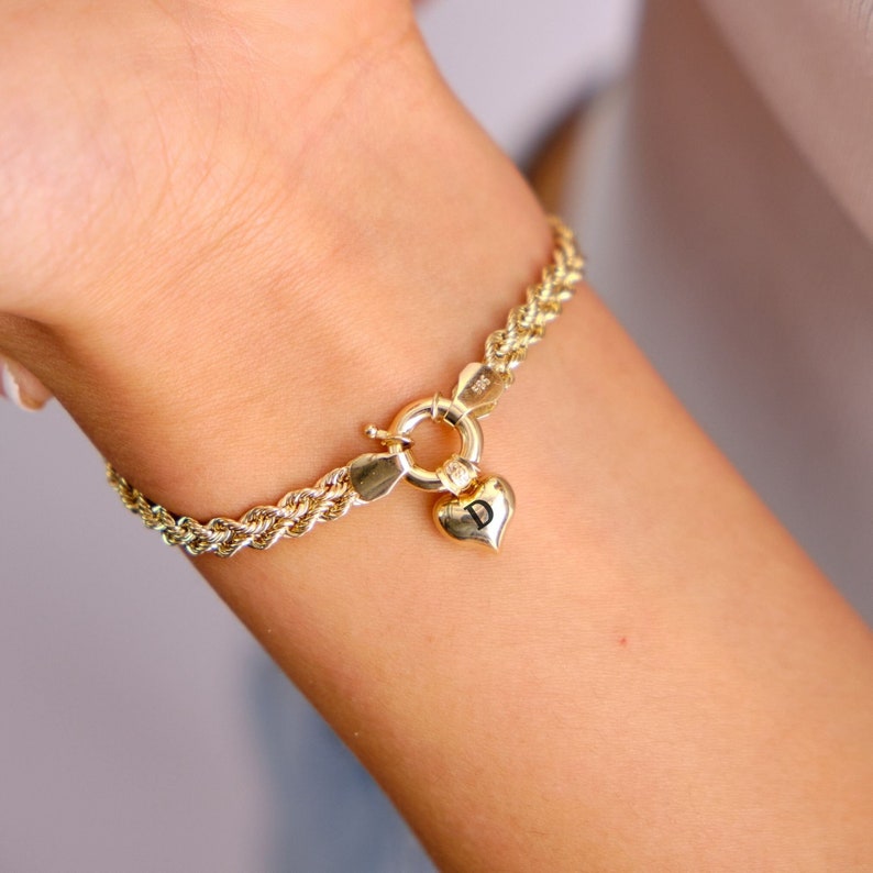 14K Gold Rope Chain Bracelet 4.7mm Dainty Rope Bracelet - Etsy
