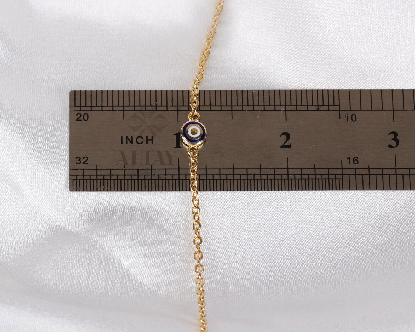 14K Gold Evil Eye Bracelet, Gold Chain Bracelet, Evil Eye Charm ...