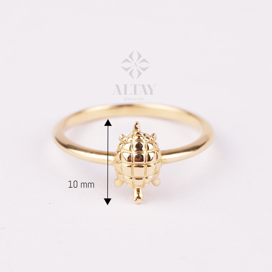 14K Gold Turtle Ring, Gold Sea Turtle Band, Tortoise Stackable Ring ...