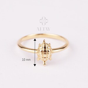 14K Gold Turtle Ring, Gold Sea Turtle Band, Tortoise Stackable Ring ...