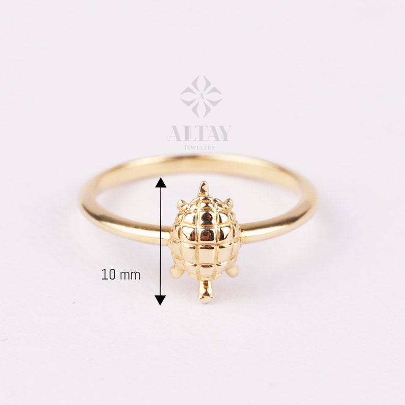 14K Gold Turtle Ring, Gold Sea Turtle Band, Tortoise Stackable Ring ...