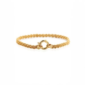 14K Solid Gold Rope Chain Bracelet, 4.7mm Dainty Rope Bracelet, Unisex ...