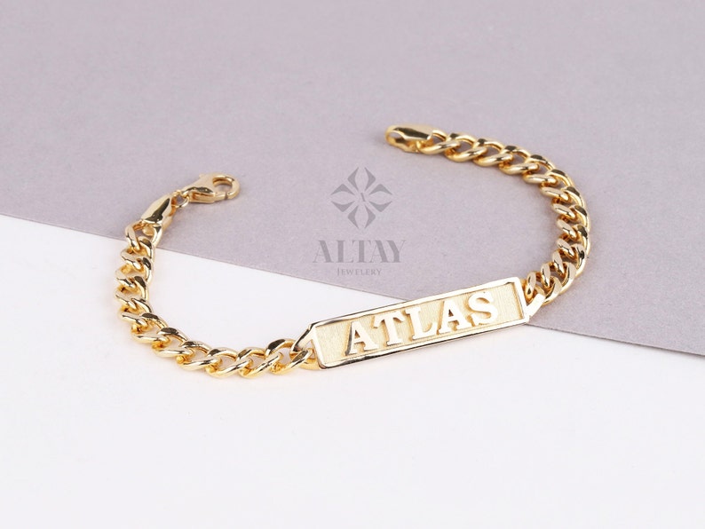 14K Gold Name Bracelet Nameplate Cuban Link Bracelet Gold - Etsy