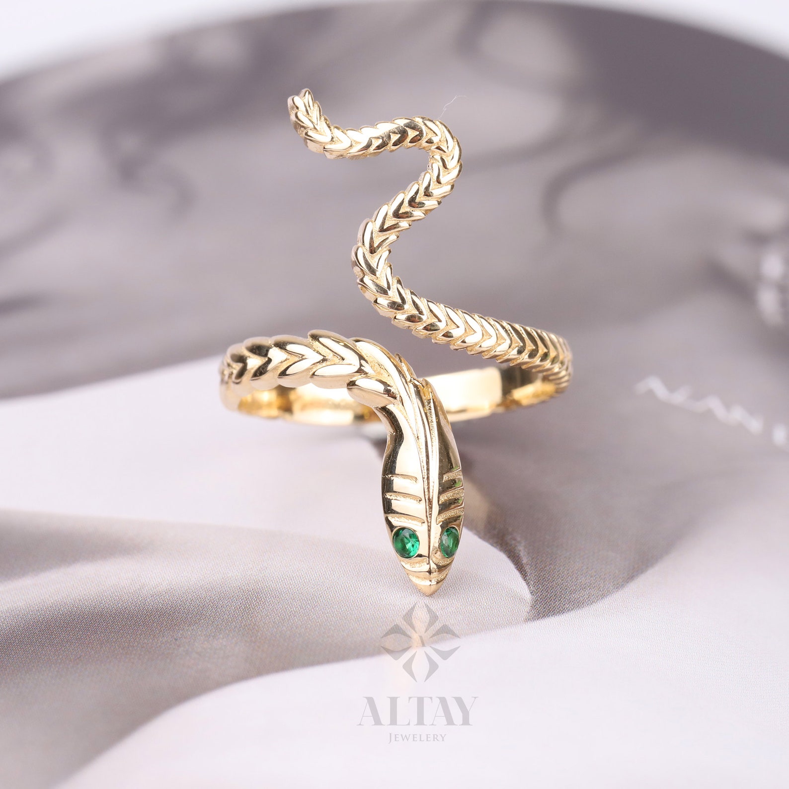 14K Gold Snake Ring Wrap Snake Band Circle Serpent Jewelry - Etsy