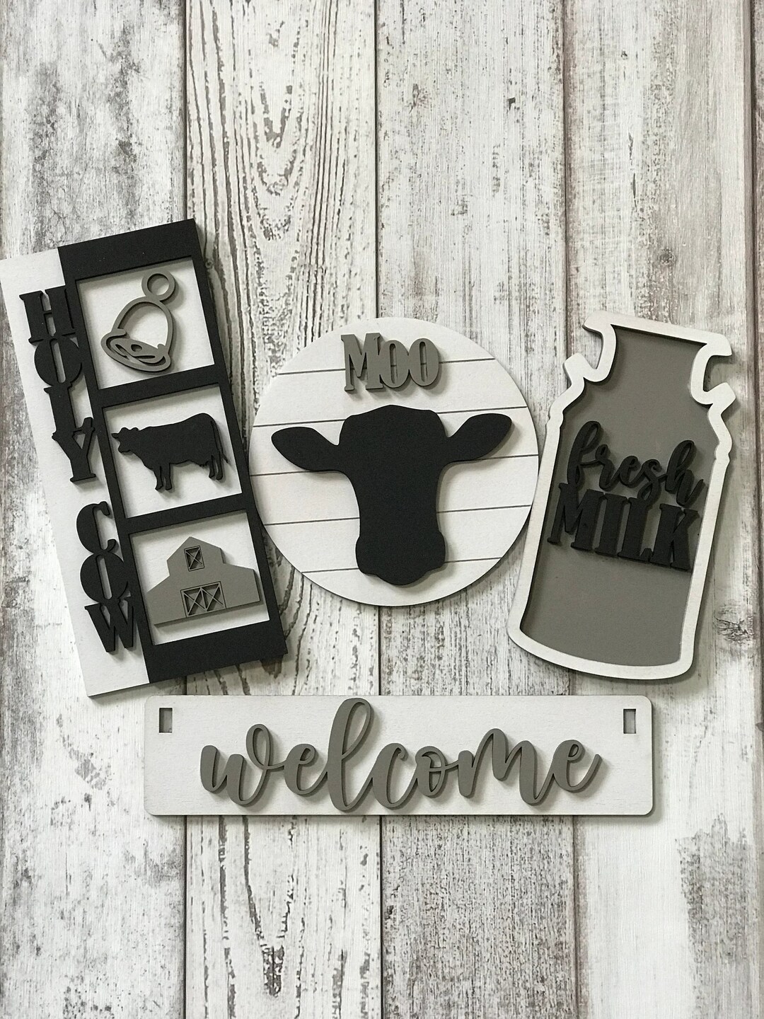 Holy Cow, Moo, Shiplap Sign, Farm Charm, Farmhouse Kitchen, Tiered Tray ...