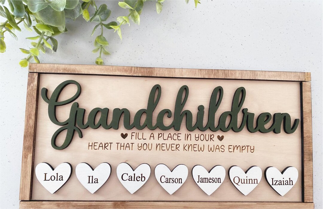Personalized Hanging Hearts Name Frame Sign/grandchildren Name Sign ...