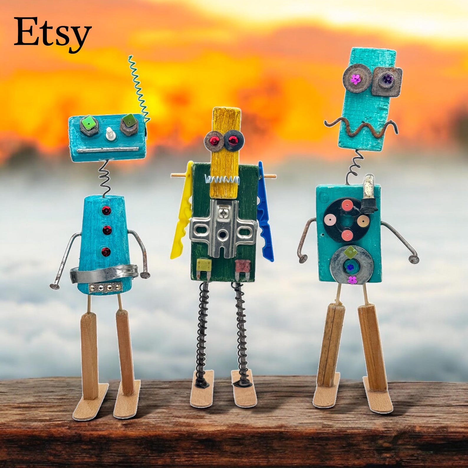 3 Pcs Recycling Robots Handcrafted Vintage Retro Style Robot Unique ...