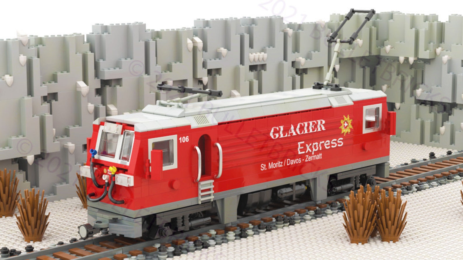 Custom LEGO Train MOC Glacier Express Engine in 8 Wide | Etsy