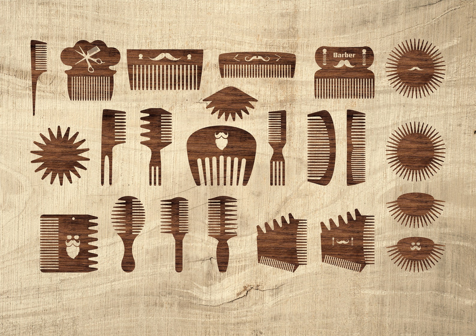 Beard Combs Svg, Hair Combs, Combs Svg Dxf Files for Laser, Hair ...