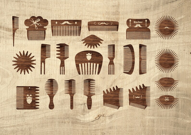 Beard Combs Svg, Hair Combs, Combs Svg Dxf Files for Laser, Hair ...