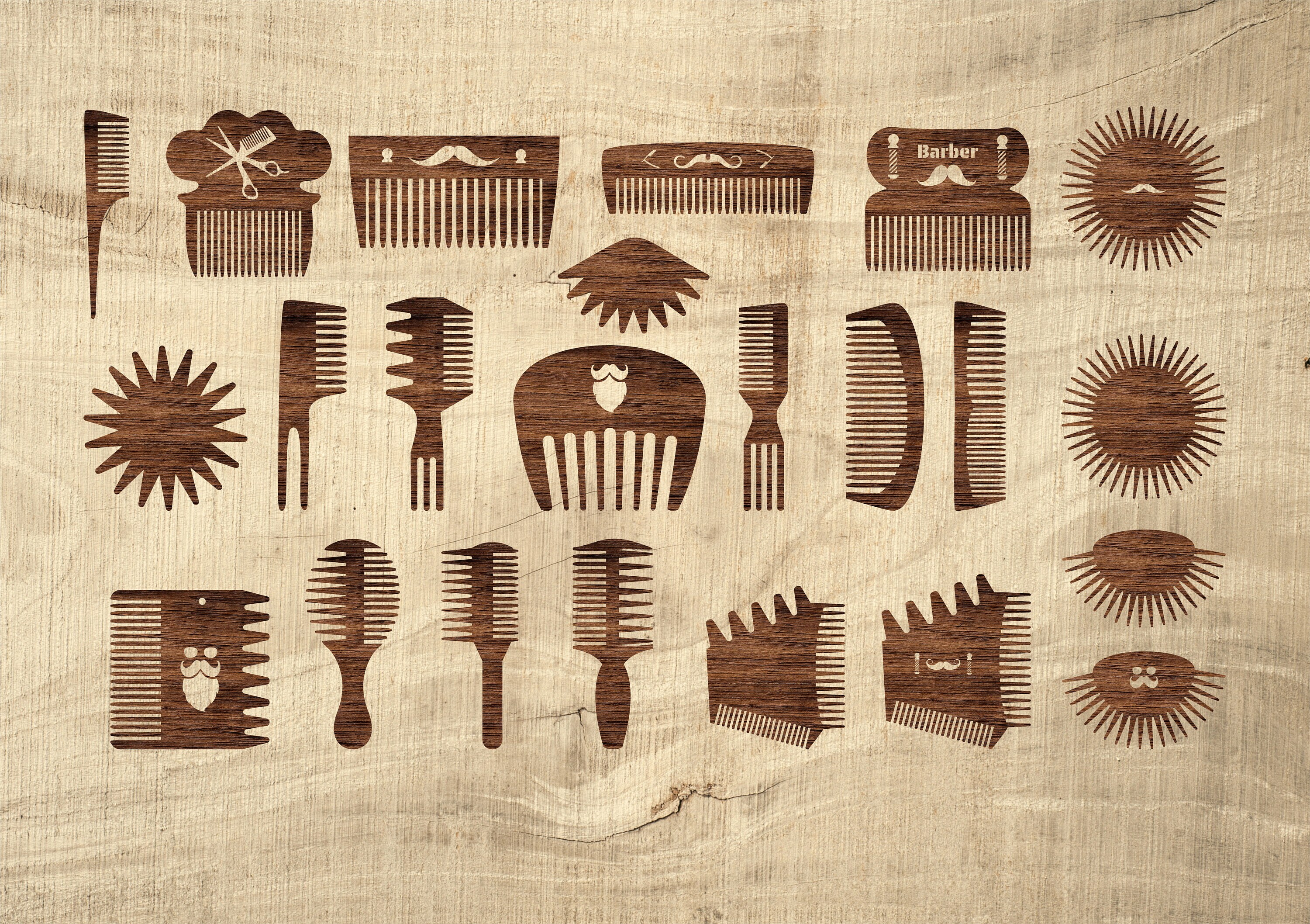 Beard Combs Svg, Hair Combs, Combs Svg Dxf Files for Laser, Hair ...