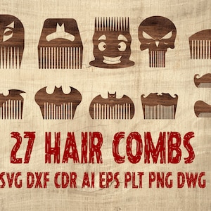 Beard Combs Svg, Hair Combs, Combs Svg Dxf Files for Laser, Hair ...