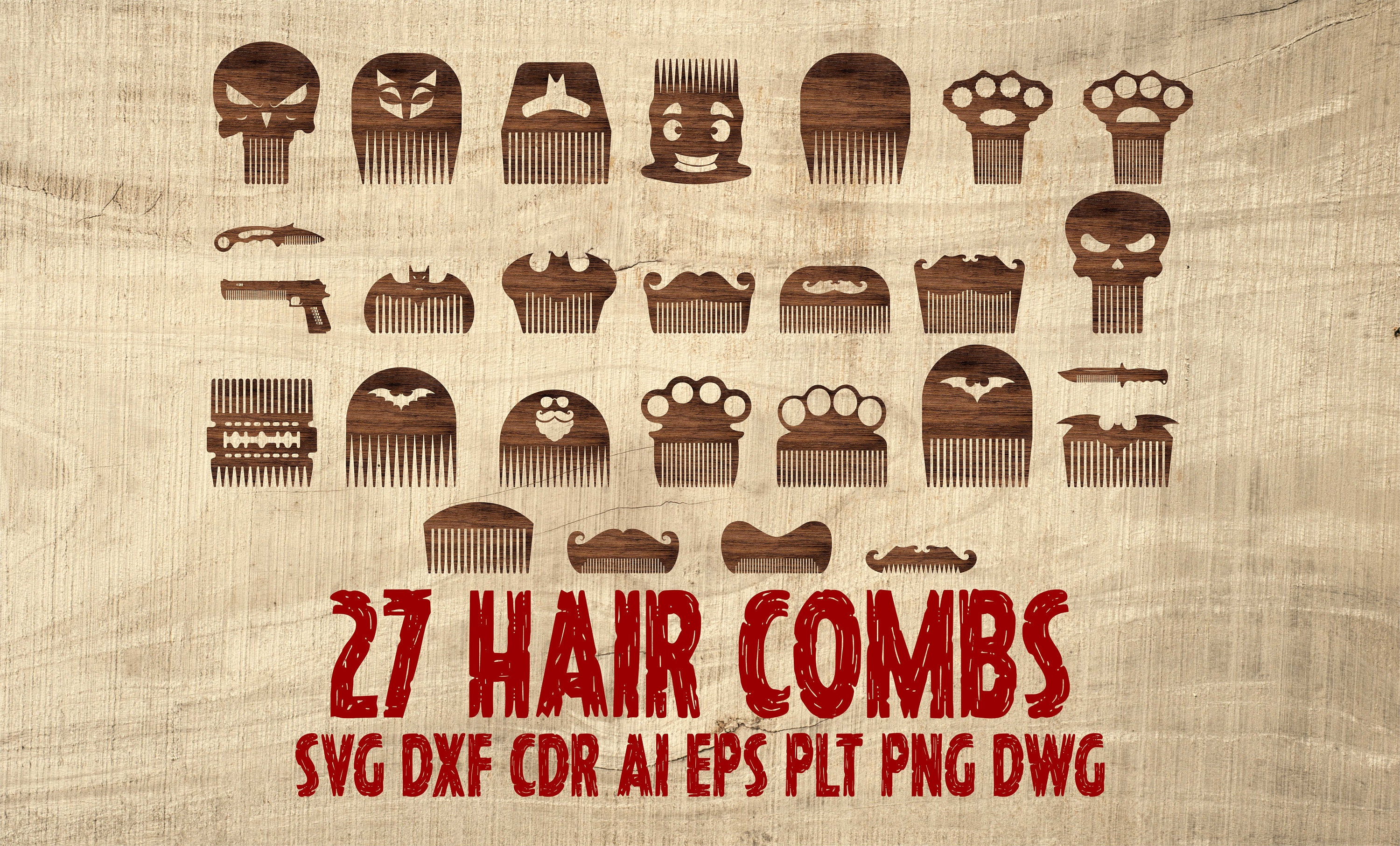 Beard Combs Svg, Hair Combs, Combs Svg Dxf Files for Laser, Hair ...