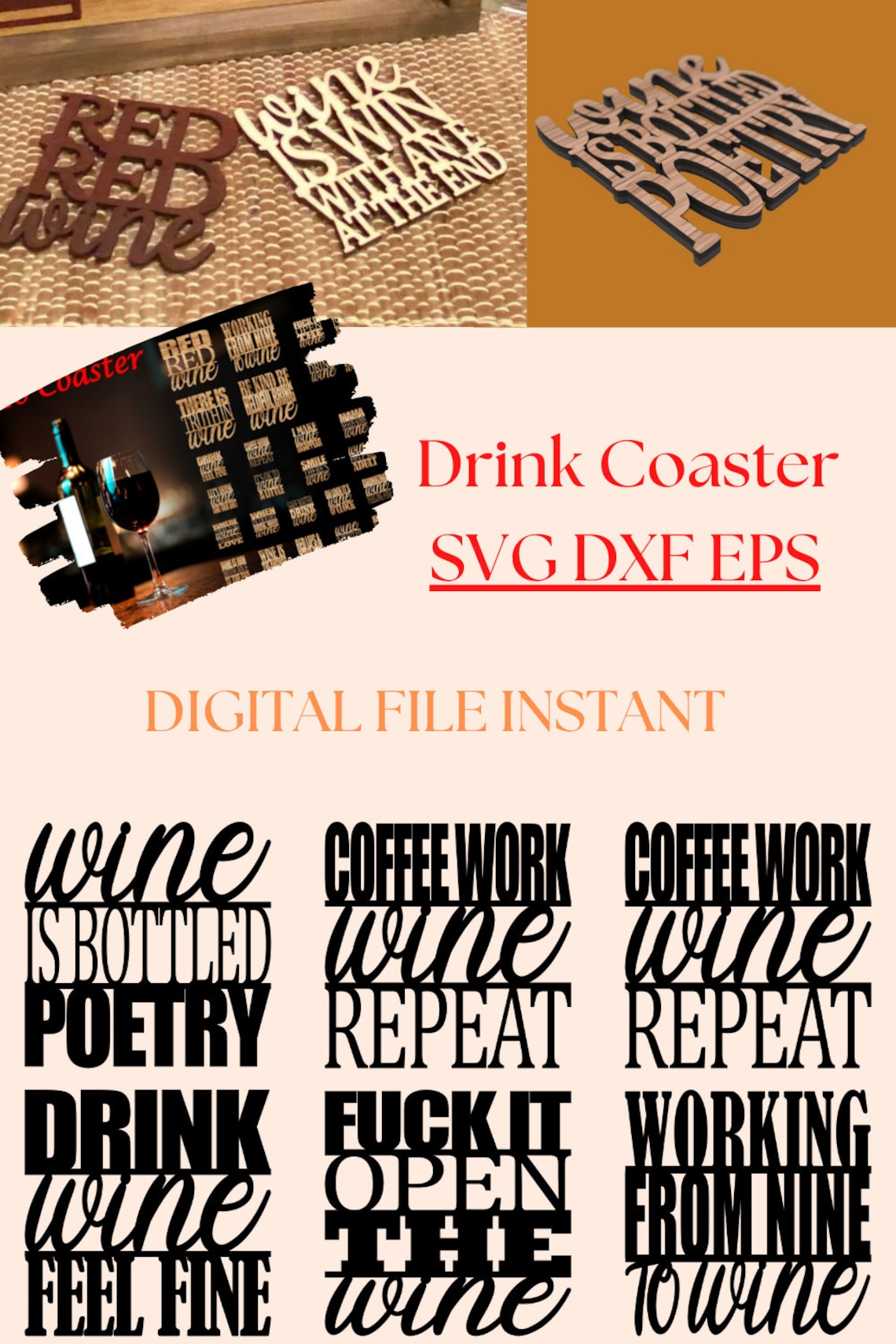 Coaster Svg Bundle, Drink Coaster Svg, Wine Saying Svg, Beer Quote Svg ...