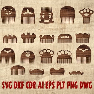 Beard Combs Svg, Hair Combs, Combs Svg Dxf Files for Laser, Hair ...