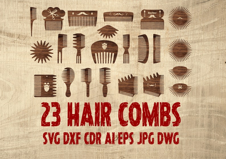 Beard Combs Svg, Hair Combs, Combs Svg Dxf Files for Laser, Hair ...