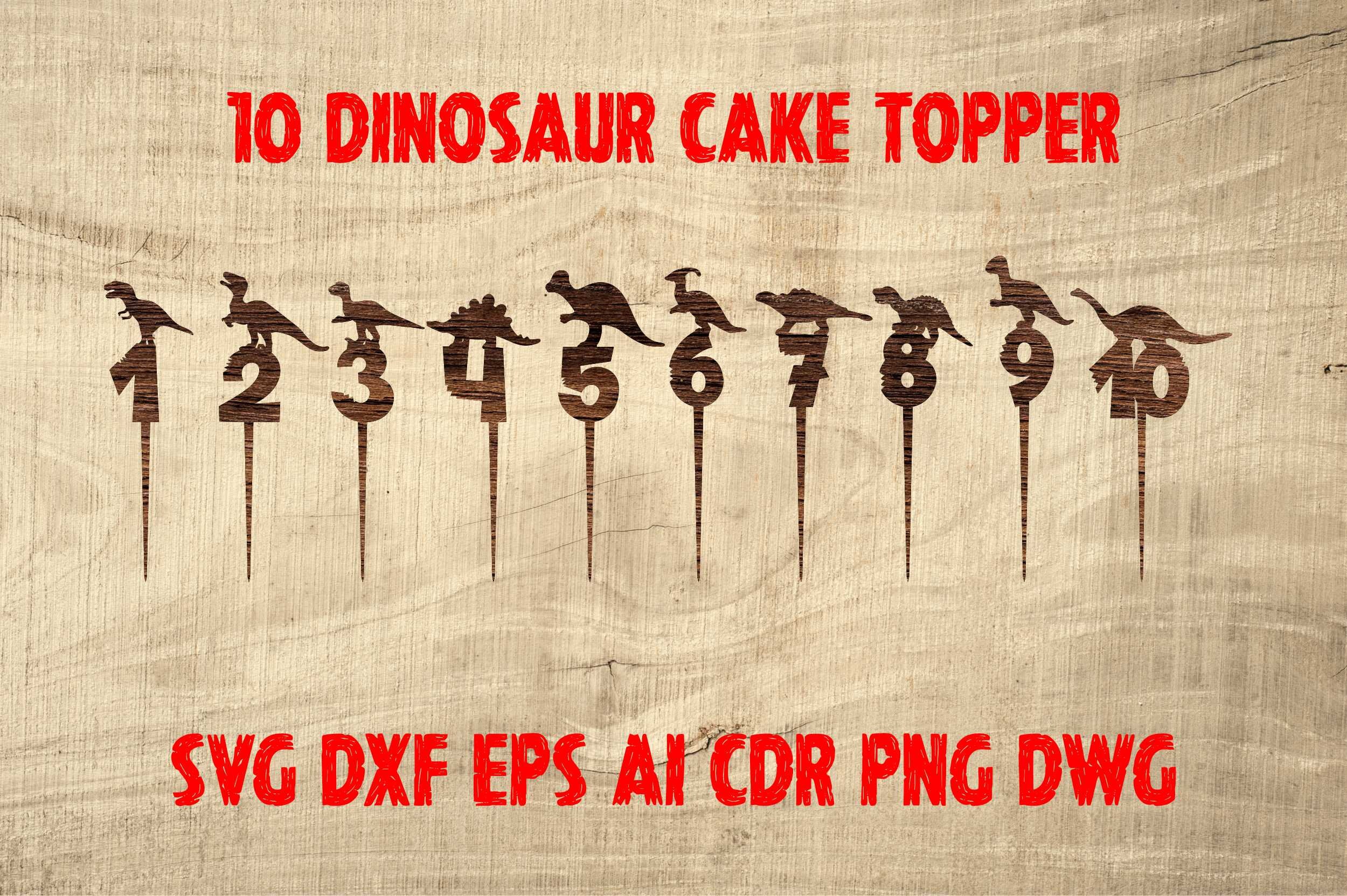 Dino Cake Topper Svg, Png - Age Cake Topper, Kids Cake Topper, Dinosaur ...