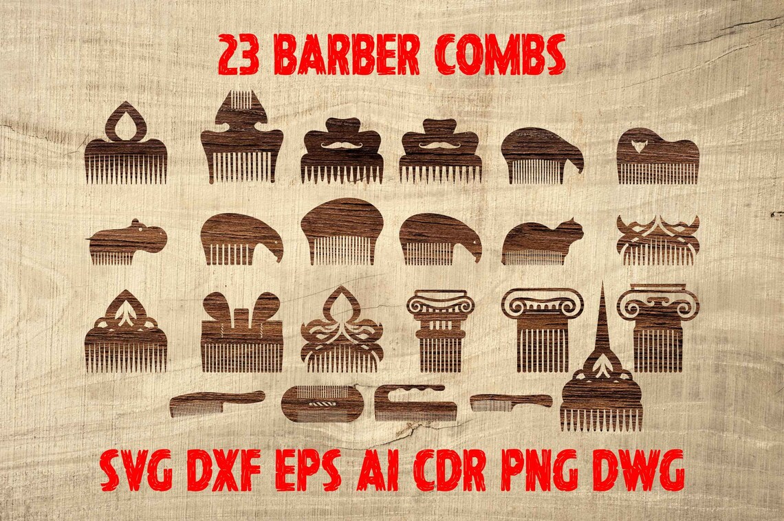 Beard Combs Svg, Hair Combs, Combs Svg Dxf Files for Laser, Hair ...
