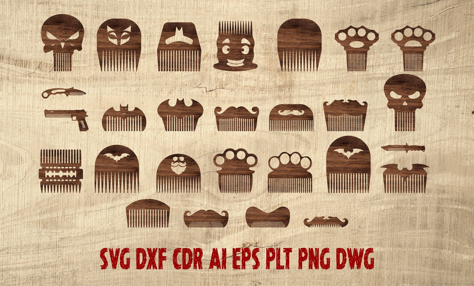 Beard Combs Svg, Hair Combs, Combs Svg Dxf Files for Laser, Hair ...