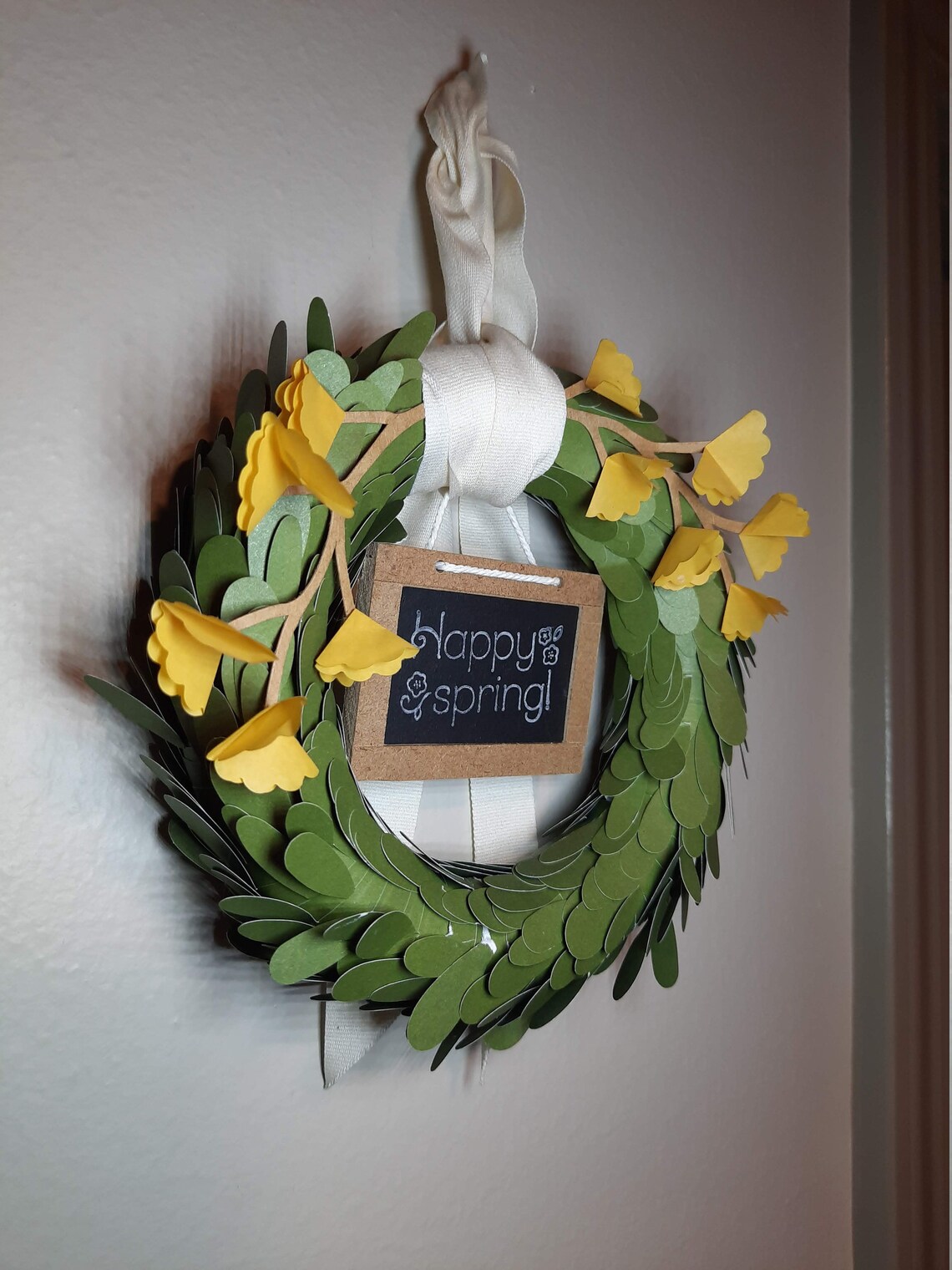 Happy Spring! Stampin' Up! Mini Handmade Wreath, Mini Chalkboard With ...