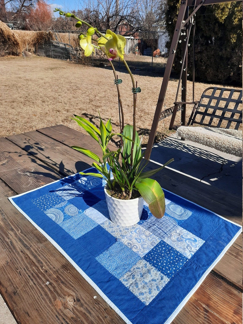 Patchwork Table Runner Ornate Table Centerpiece Blue & - Etsy