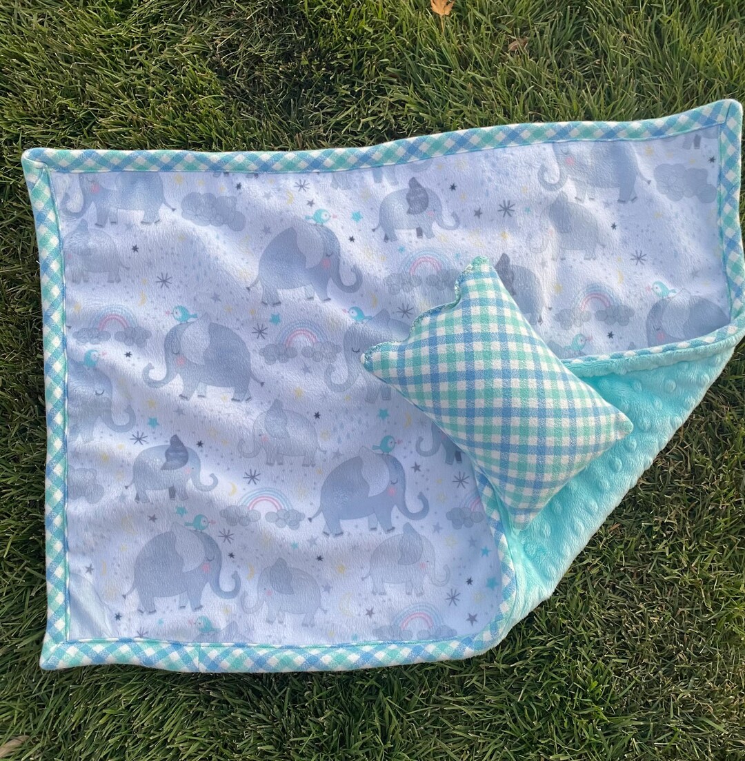 Elephants and Blue Bird Minky Baby Car Seat Snuggie or Doll Blanket ...