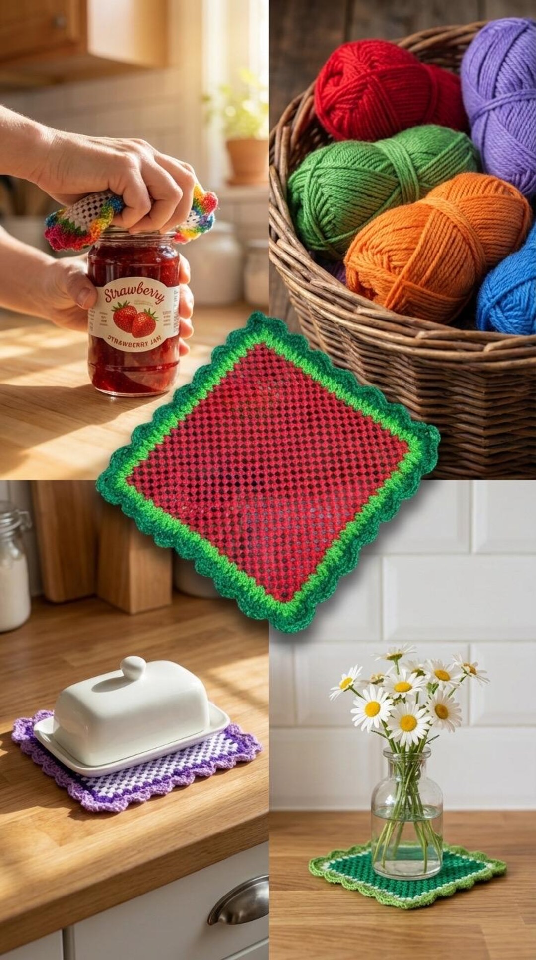 Crocheted Jar Openers / Jar Grippers / Grip Texture to Assist You in ...