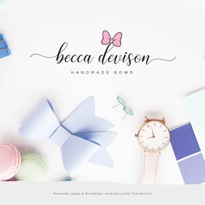 Bow Logo Design, Handmade Bow Logo, Premade Logo Branding Package ...