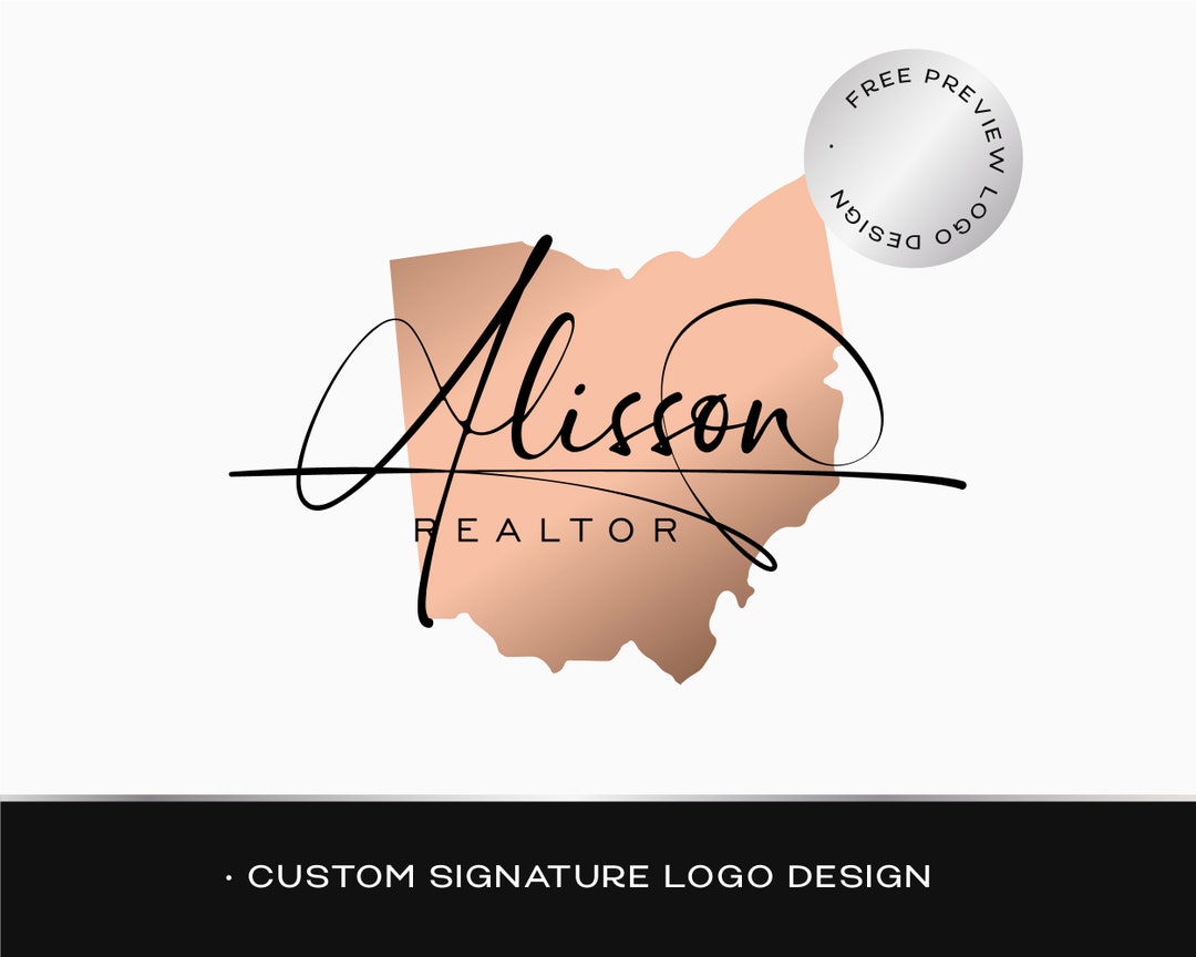 Realtor Logo, Map State Logo, Real Estate Rose Gold Logo, Initial ...