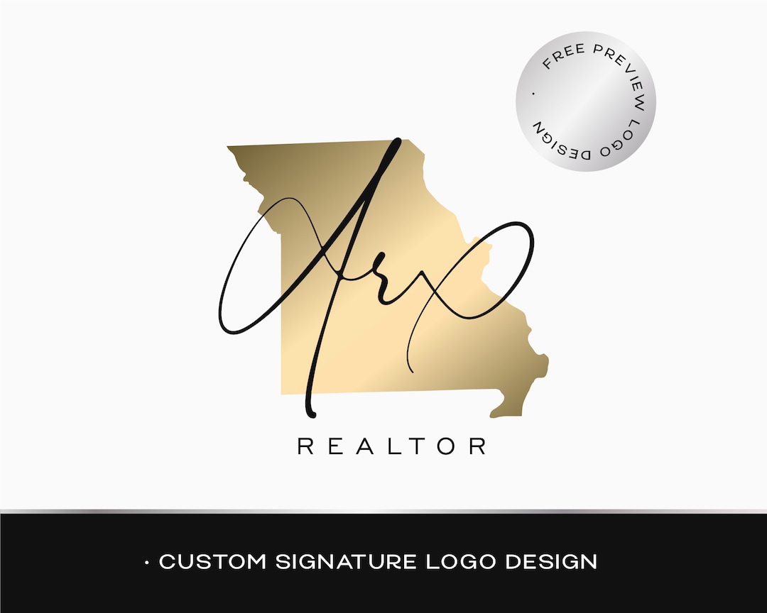 Gold Realtor Logo, Map State Logo, Real Estate Logo, Initial Realtor ...