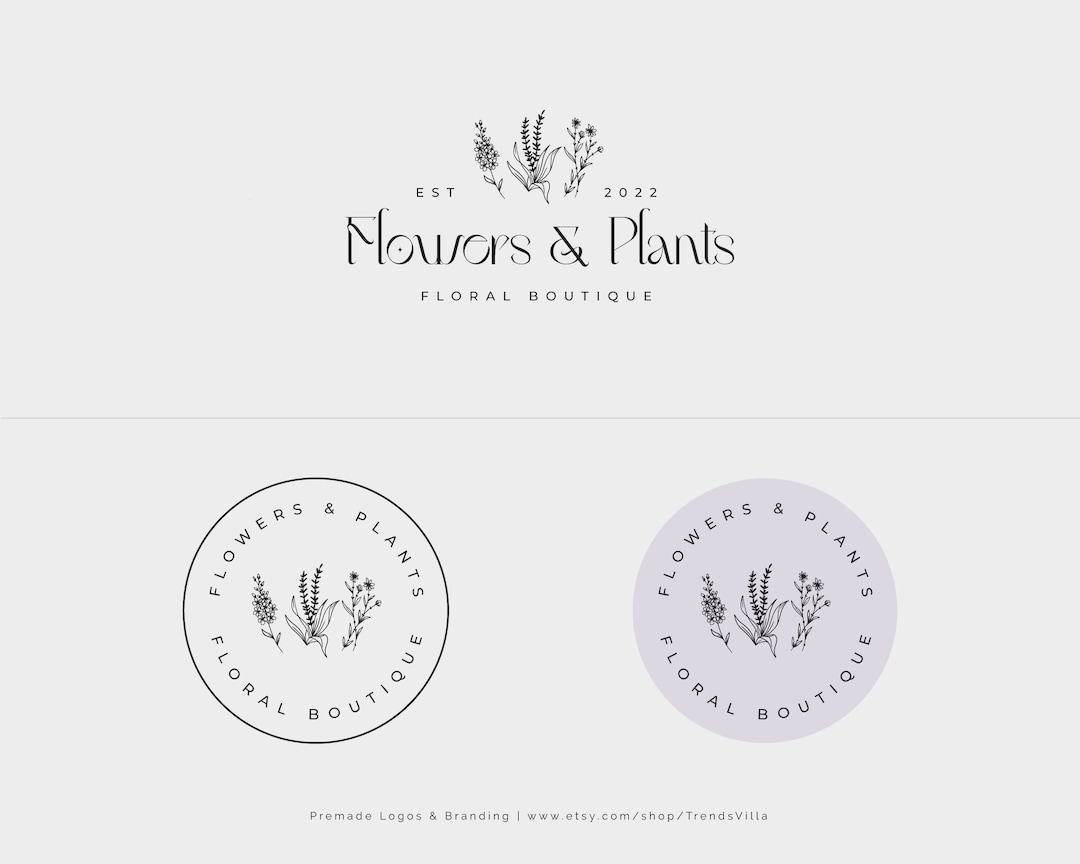 Floral Logo Design Flower Logo Photography Logo Boutique - Etsy