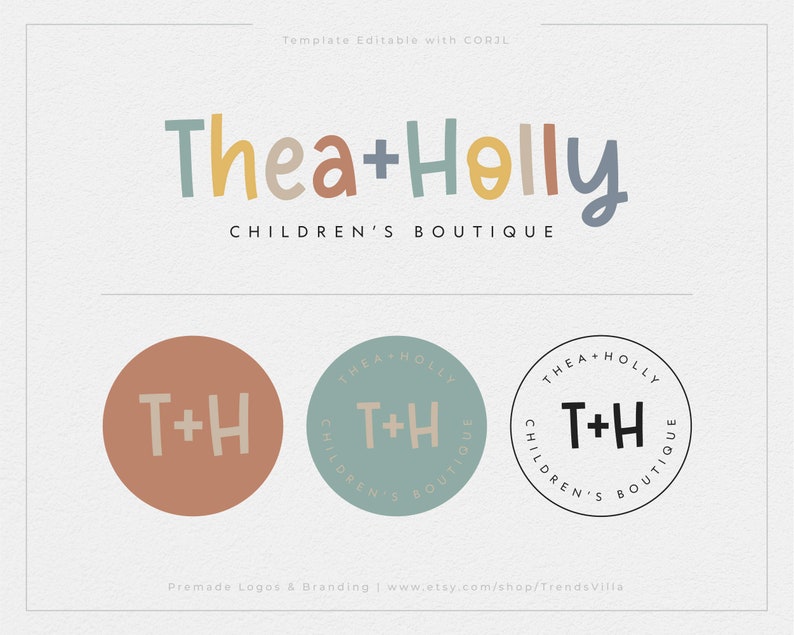 Editable Logo Design, DIY Kids Shop Logo, Baby Clothing Boutique Logo ...