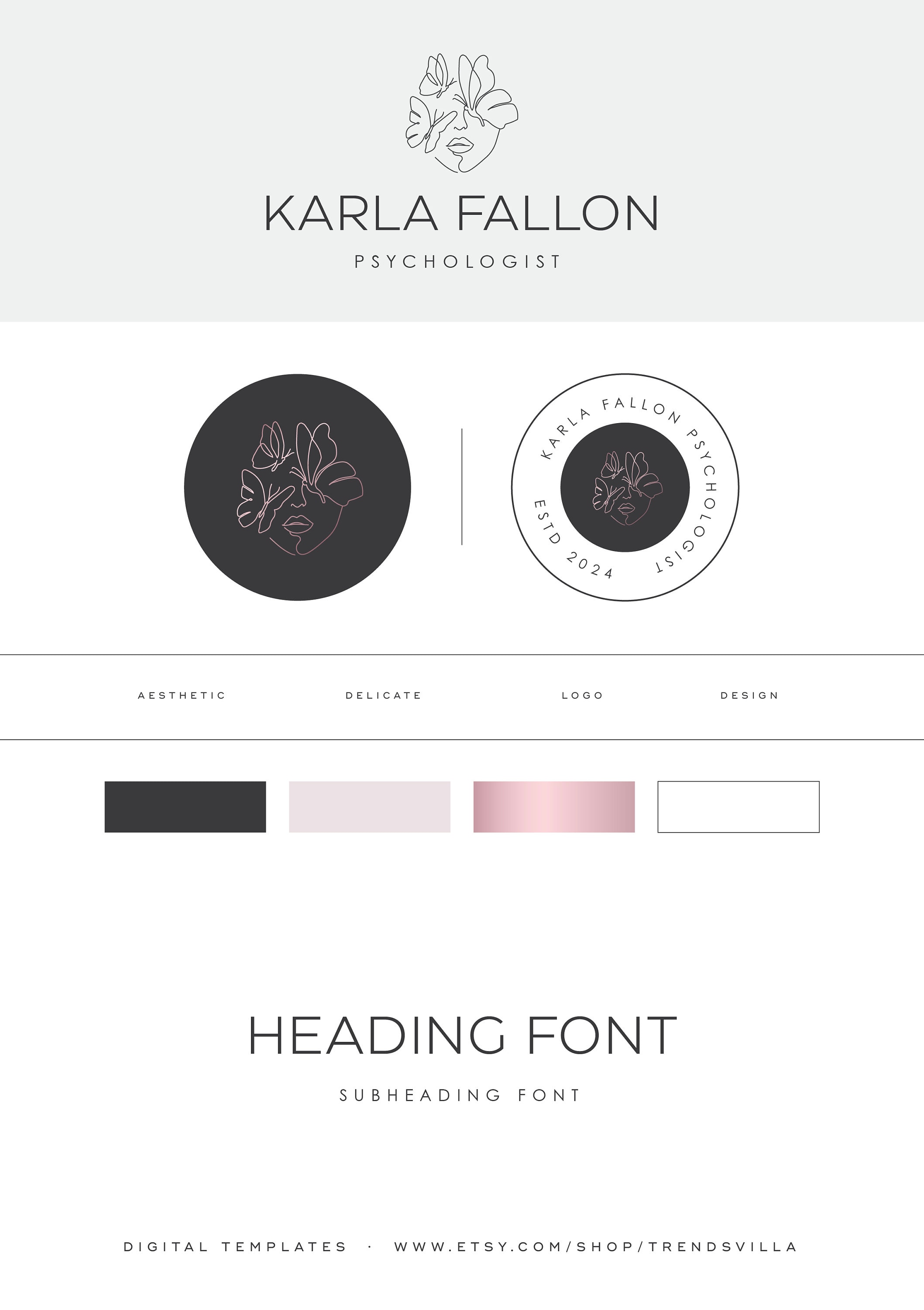 Rose Gold Logo, Mental Health Logo, Psychology Counseling Logo ...