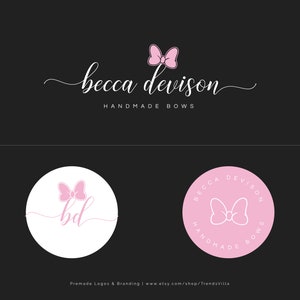 Bow Logo Design, Handmade Bow Logo, Premade Logo Branding Package ...