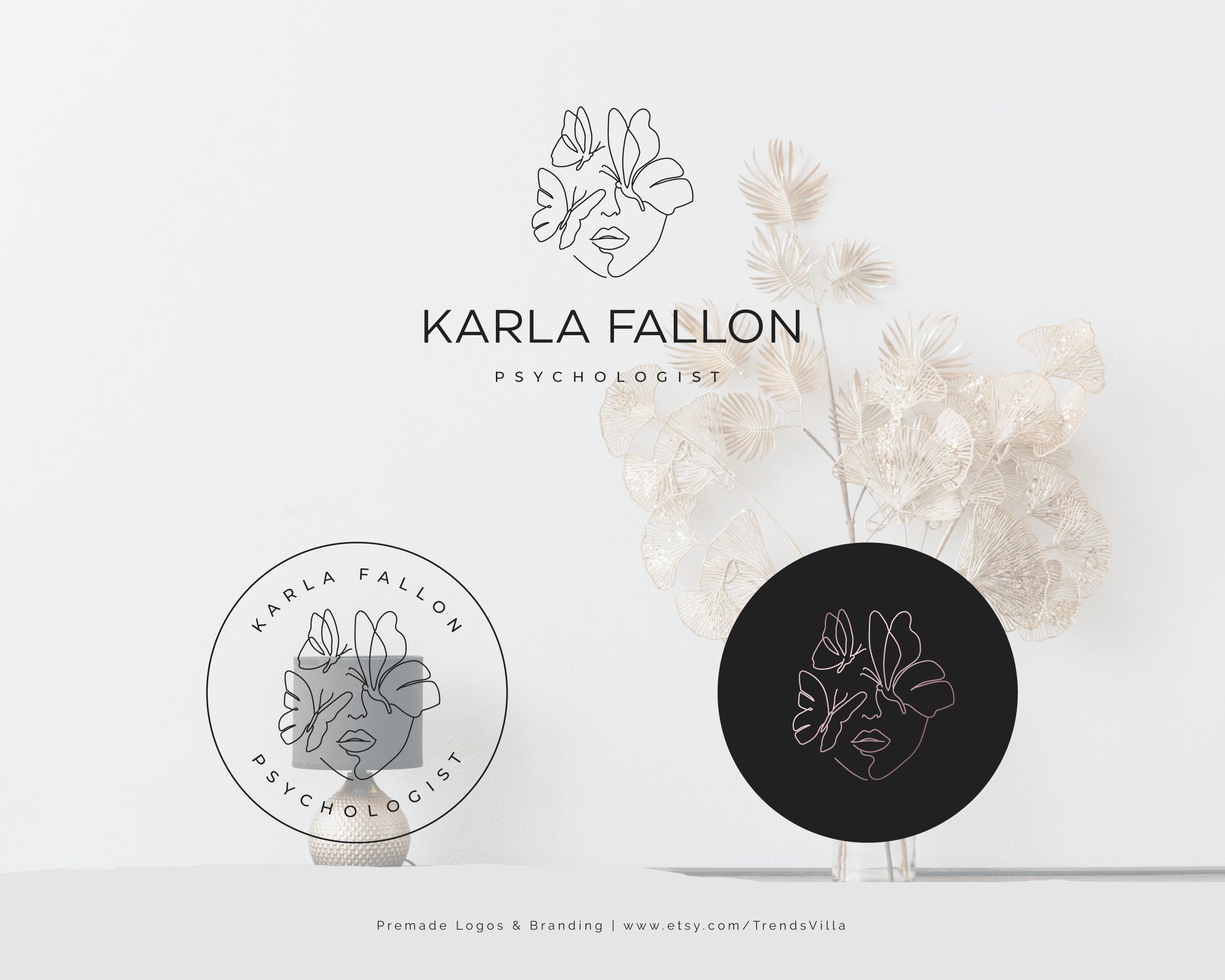 Rose Gold Logo Mental Health Logo Psychology Counseling - Etsy