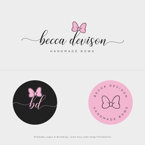 Bow Logo Design, Handmade Bow Logo, Premade Logo Branding Package ...