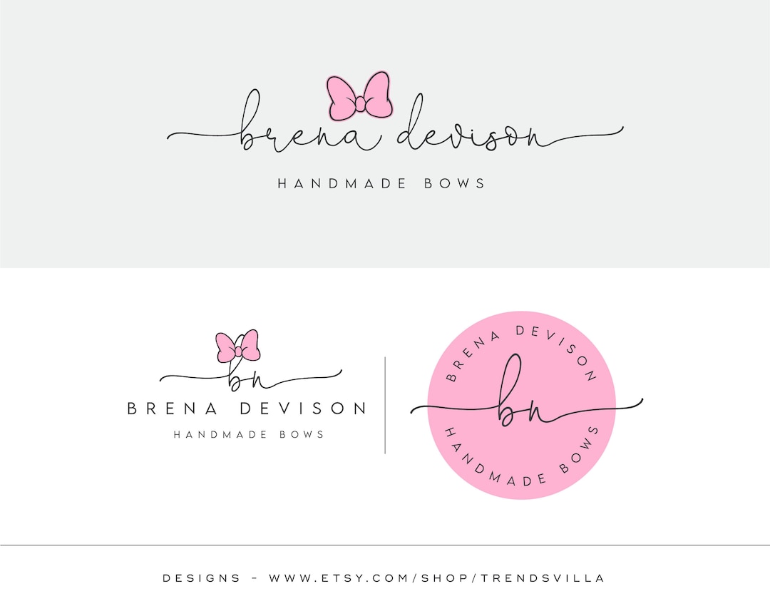 Bow Logo Design, Handmade Bow Logo, Premade Logo Branding Package ...