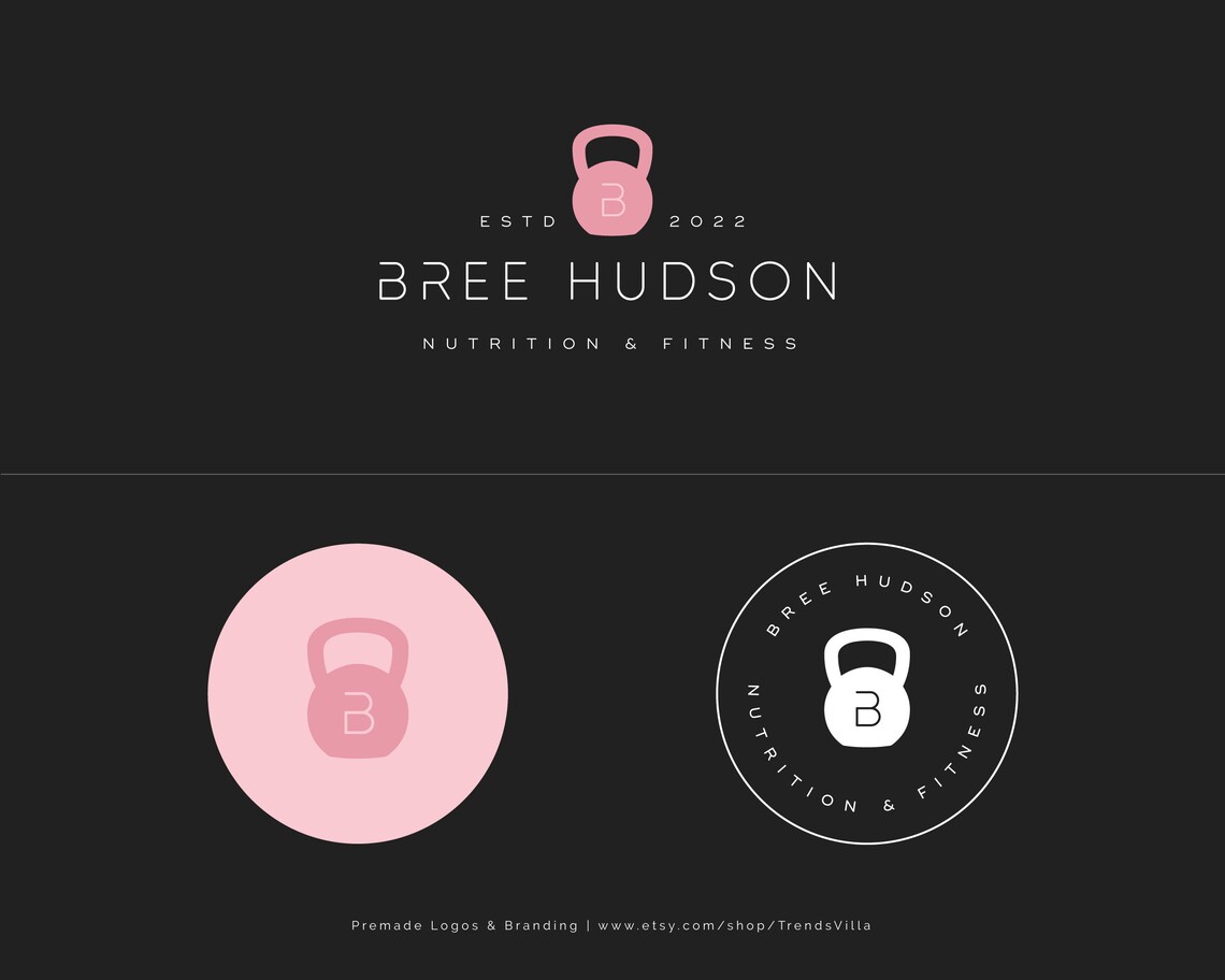 Premade Fit Coach Logo, Nutrition Logo, Fitness Instructor Logo Set ...