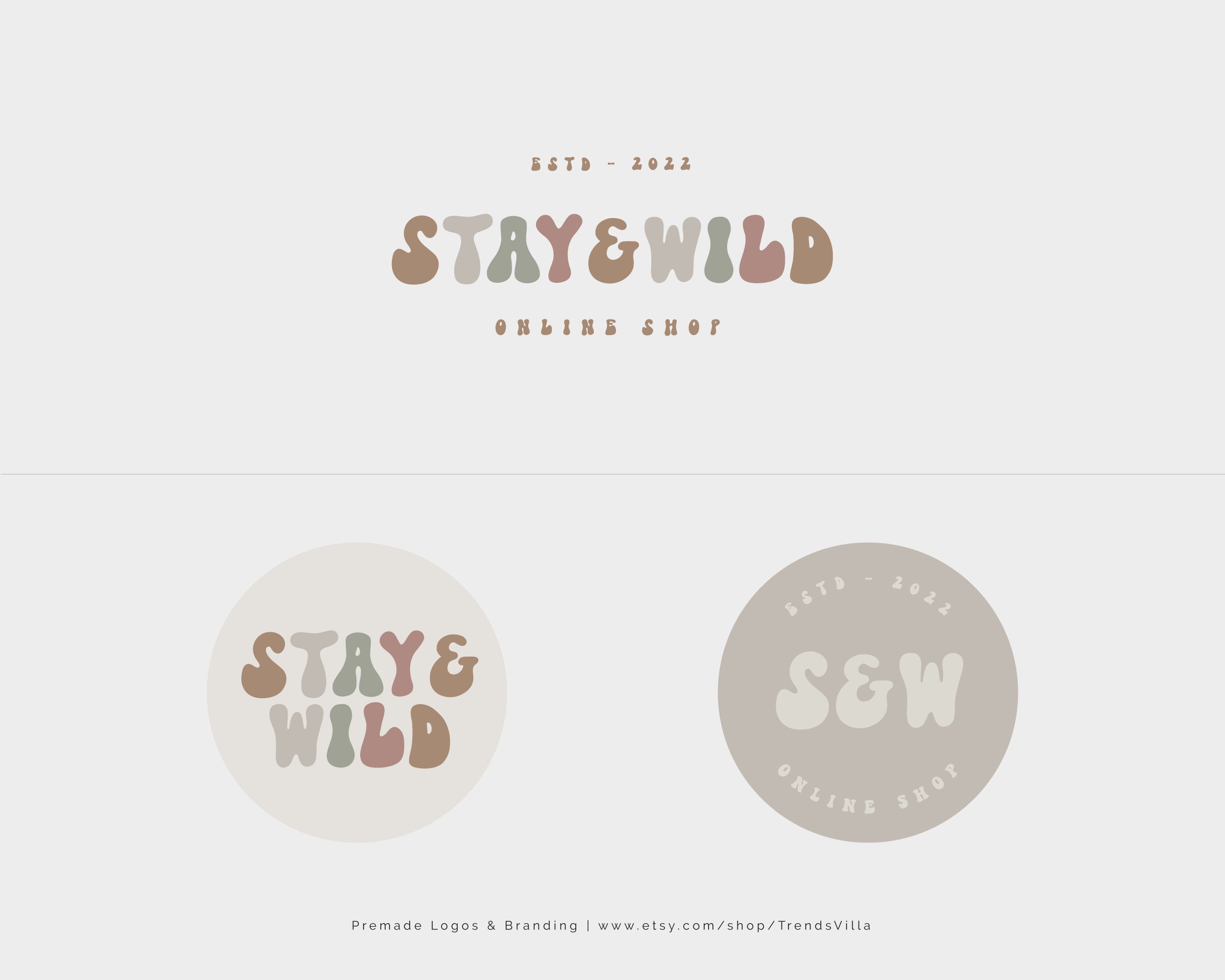 Premade Trippy Logo Groovy 70s Logo Funky Round Logo - Etsy